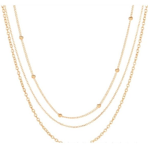 Jewelry | Three Strand Delicate Gold Chain Necklace | Poshmark